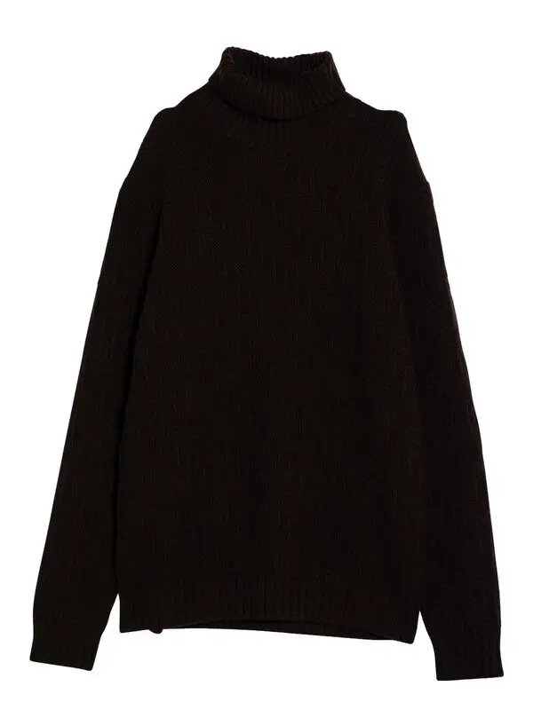 Prada Cashmere Blend Turtleneck Sweater With Embossed Design - Brown