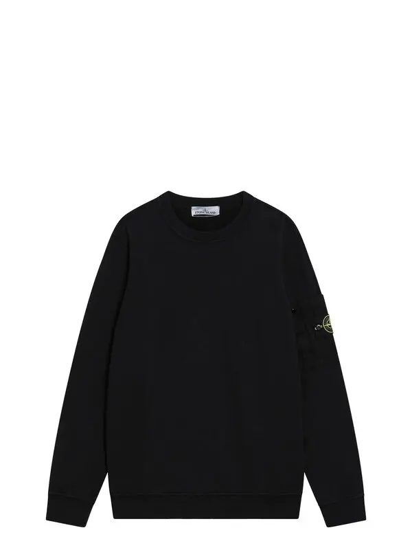 Stone Island Crewneck Sweatshirt With Sleeve Pocket - Blue
