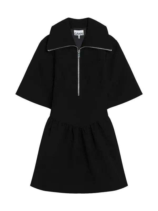 GANNI Recycled Polyester Crepe Mini Dress - Black