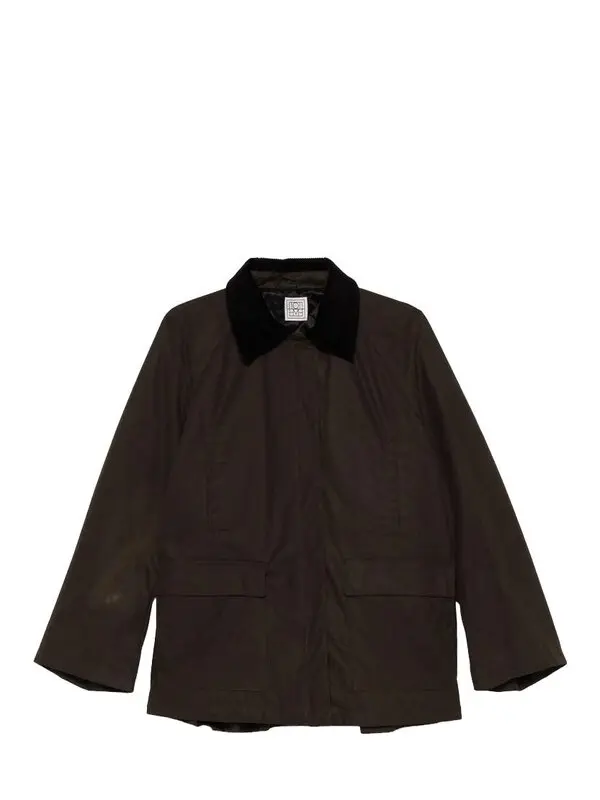 TOTEME Oversized Waxed Cotton Canvas Jacket With Corduroy Collar - Brown