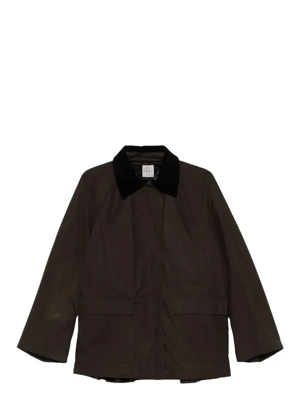 TOTEME Oversized Waxed Cotton Canvas Jacket With Corduroy Collar - Brown