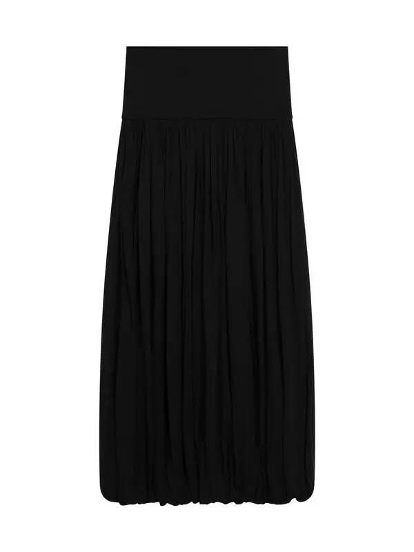 TOTEME Soft Gathered Long Skirt In Viscose - Black