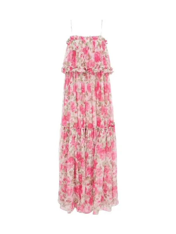 Chloé Floral Print Silk Maxi Dress - Pink