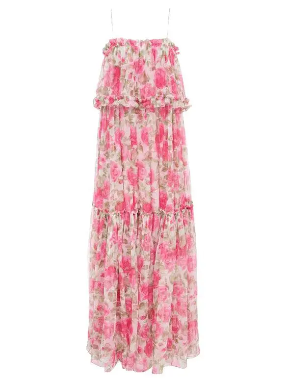 Chloé Floral Print Silk Maxi Dress - Pink
