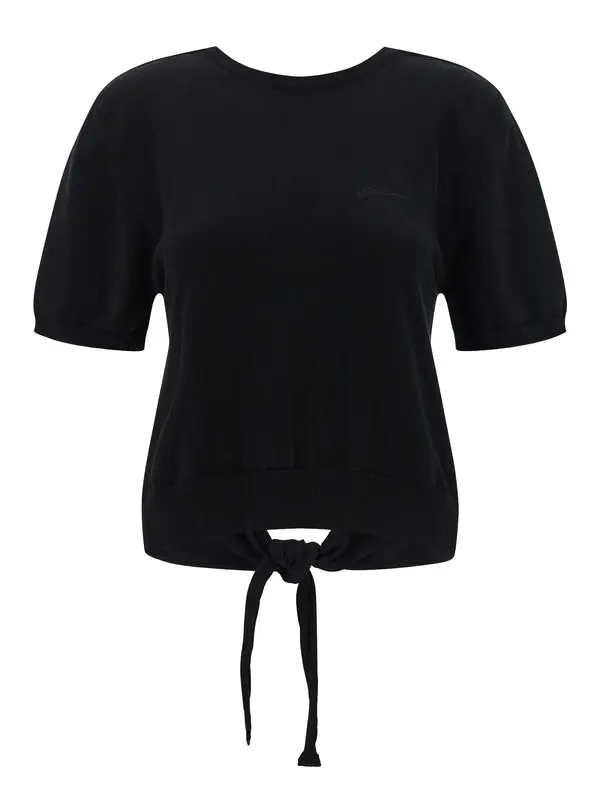 GANNI Bare Back Sweater With Knotted Detail - Black