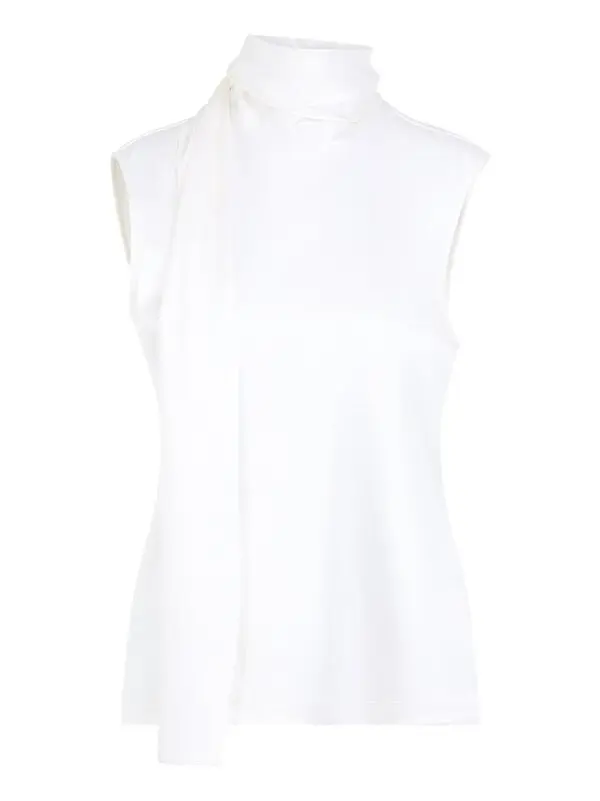 Bottega Veneta Sleeveless Silk Top With Integrated Scarf Detail - White