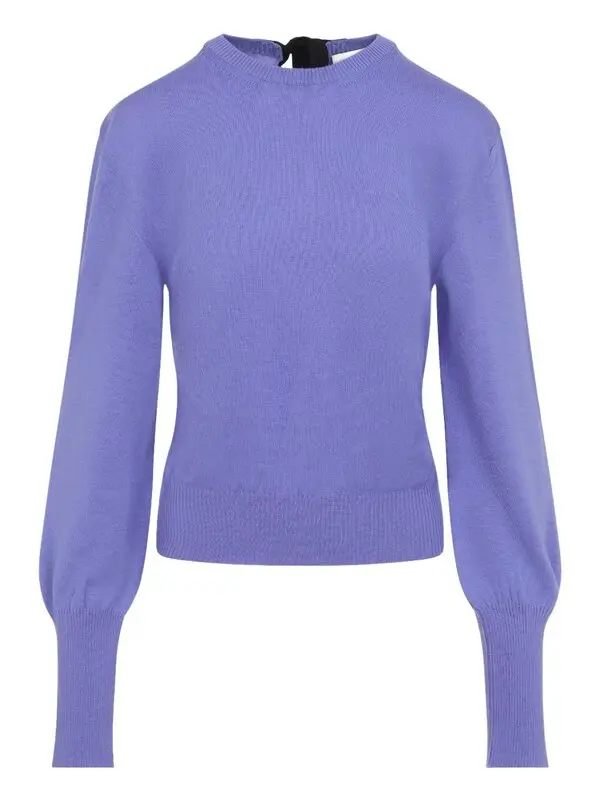 LANVIN Grosgrain Detail Wool Jumper - Blue