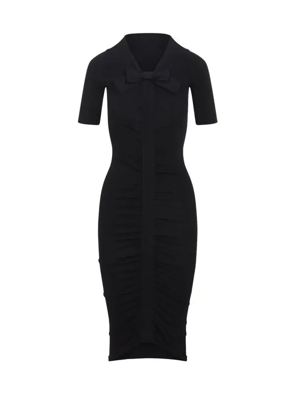 Valentino Garavani Viscose Midi Dress With Bow Detail - Black