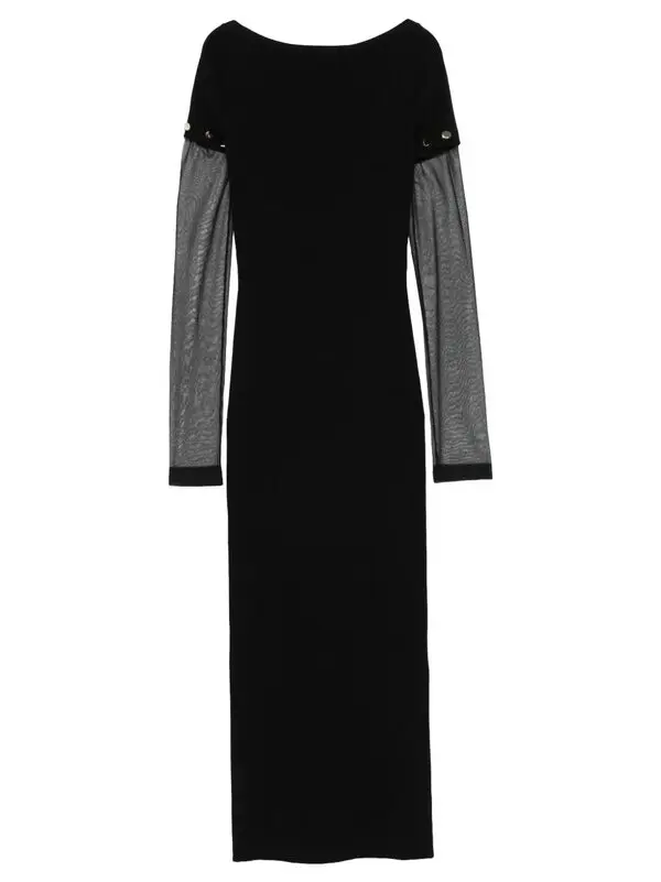 Sportmax Knitted Boat Neck Long Dress With Detachable Sheer Sleeves - Multicolor