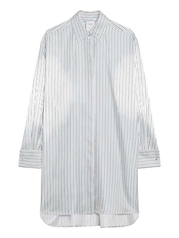 Max Mara Oversized Striped Silk Shirt - White