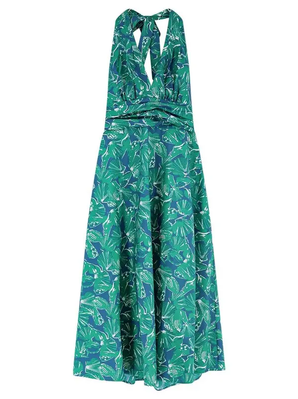 Max Mara Printed Cotton Halterneck Dress - Multicolor
