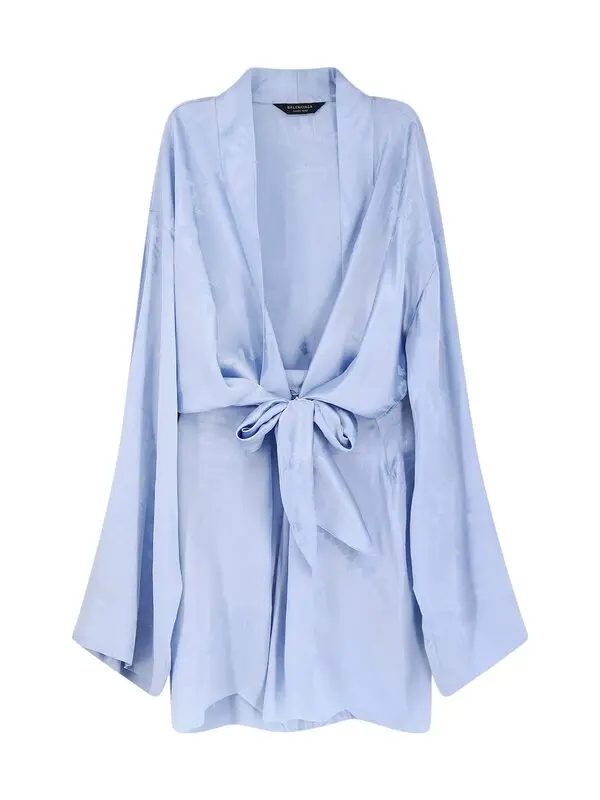 Balenciaga Wrap Silk Mini Dress With Bow Detail - Multicolor