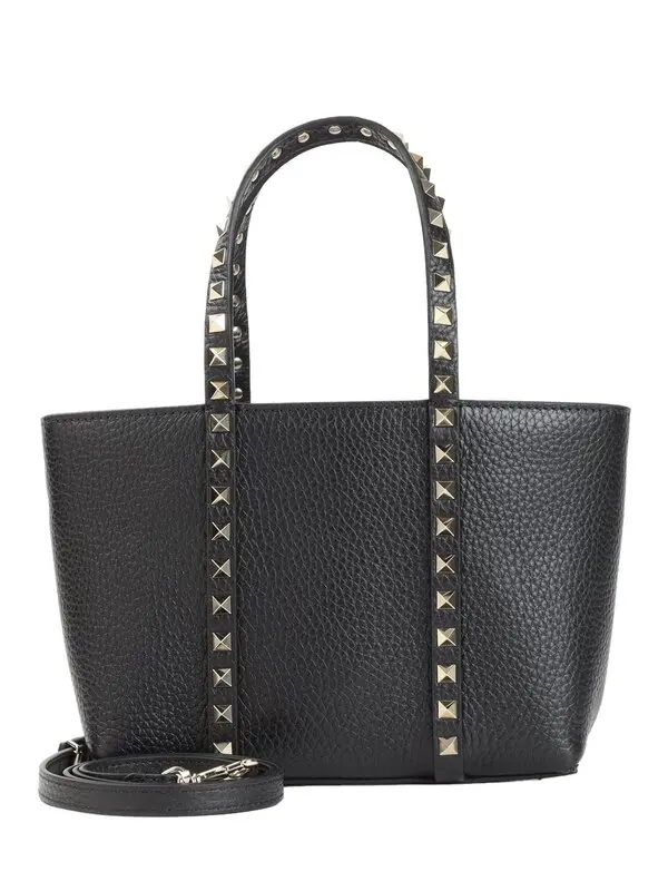 Valentino Garavani Calf Leather Shoulder Bag With Studs - Black