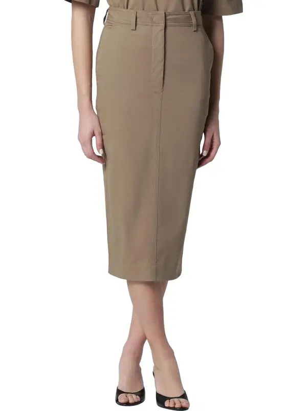 THELATEST Cognac Cotton Pencil Skirt - Brown