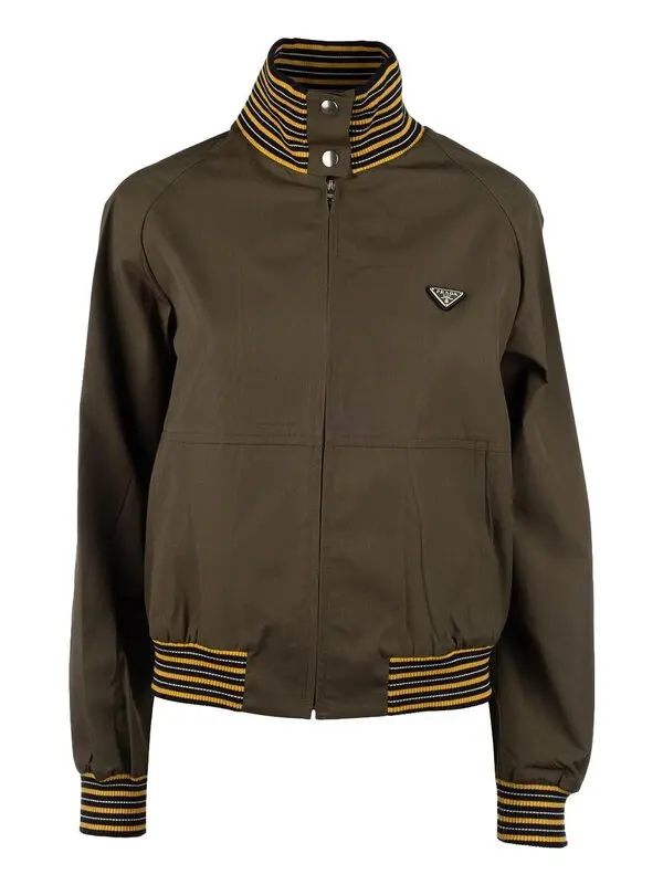 Prada Bomber Jacket With Striped Trim - Multicolor