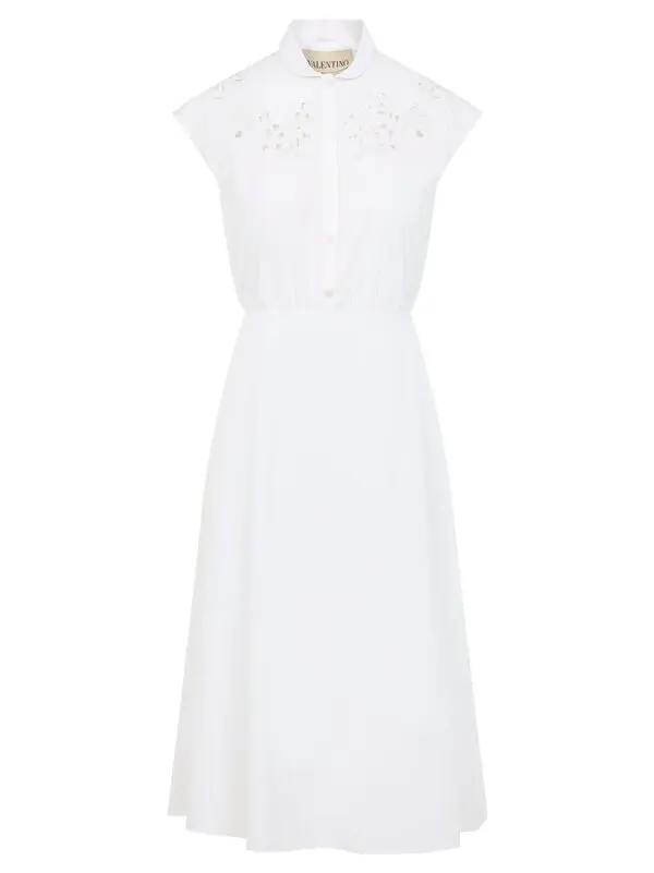 Valentino Garavani Embroidered Cotton Midi Dress - White