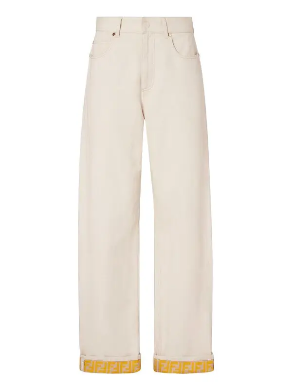 Fendi Beige Denim Trousers - Yellow