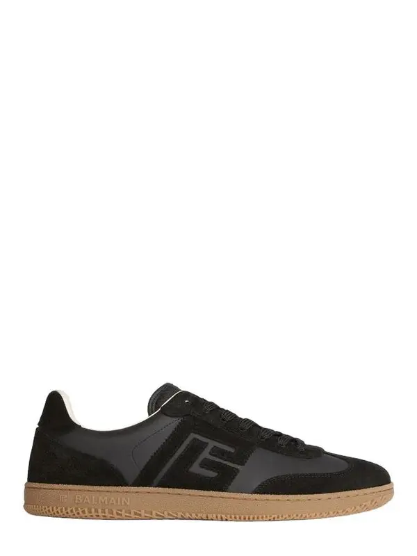Balmain Low-top Trainers In Suede And Calfskin Leather - Black