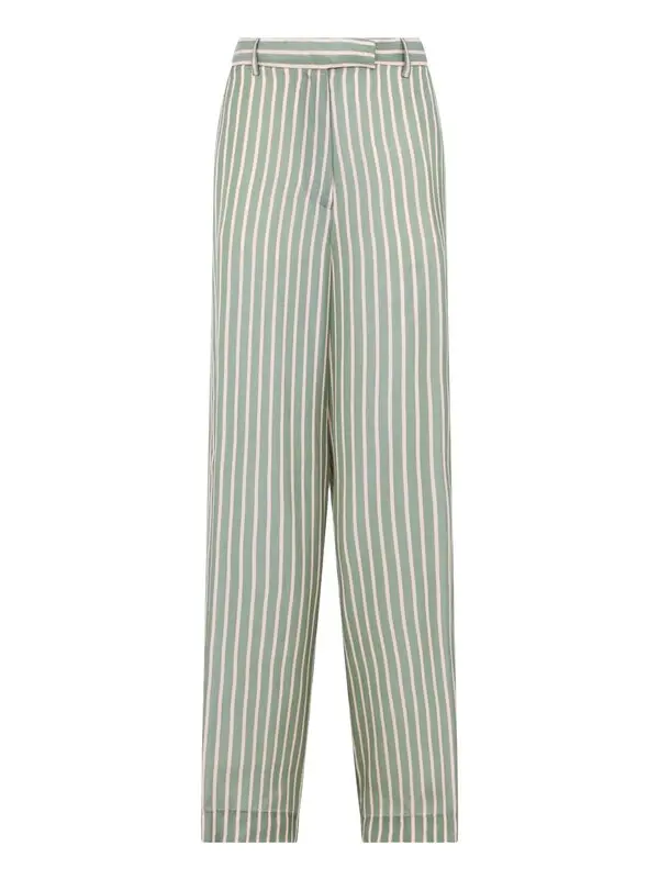 Dries Van Noten And White Striped Cupro Pants - Green