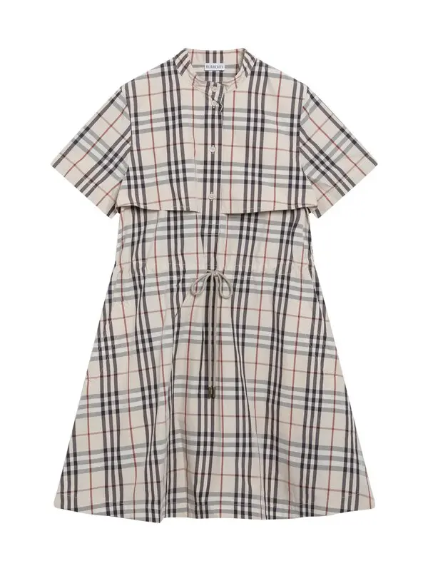 Burberry Beige Check Cotton Dress - Cream