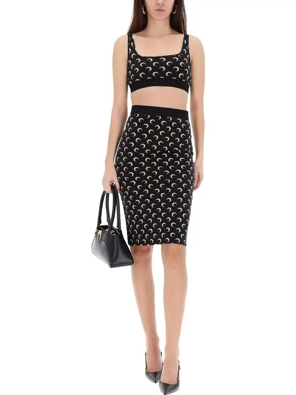 MARINE SERRE Moon Print Midi Skirt - Cream