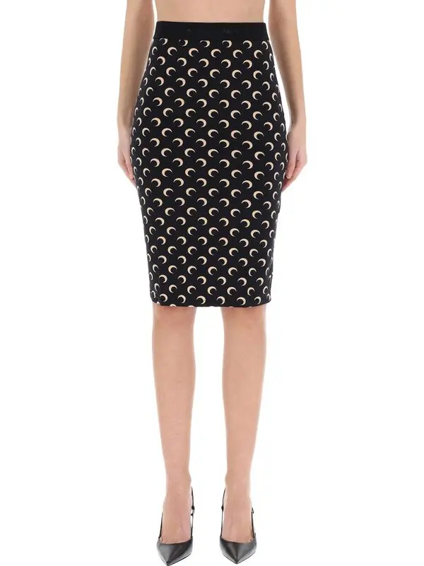 MARINE SERRE Moon Print Midi Skirt - Cream