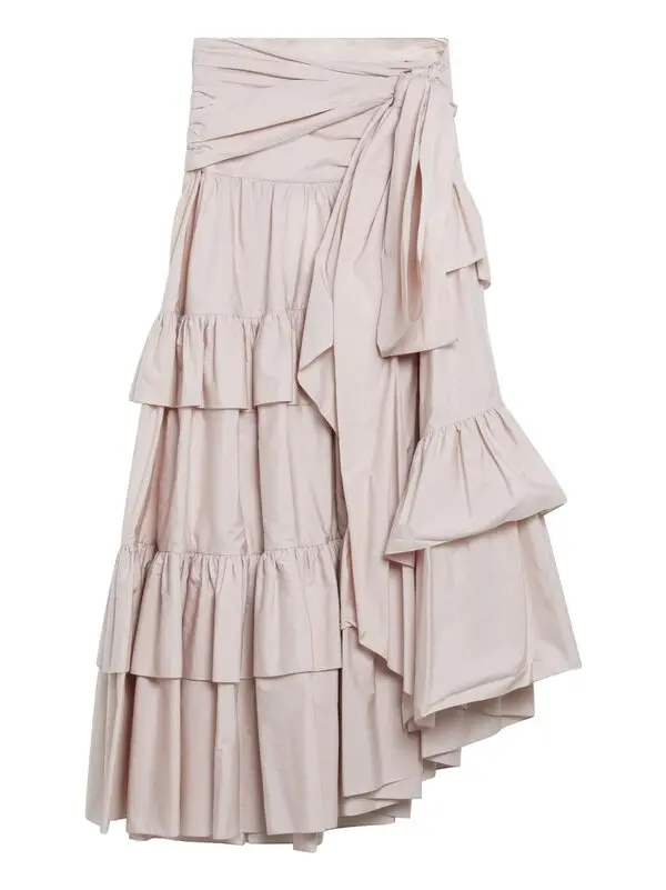 Chloé Long Ruffled Cotton Poplin Skirt - Pink