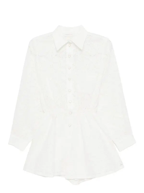 Zimmermann White Heart Motif Linen Playsuit - Multicolor