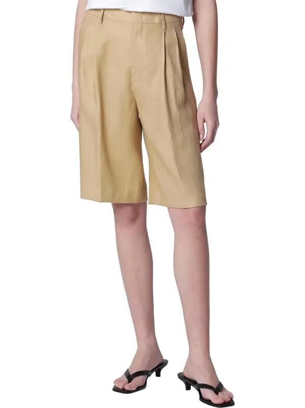 Tagliatore Effie Tailored Bermuda Shorts In Beige Linen - Cream