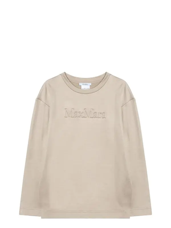 Max Mara Crewneck Sweatshirt With Raised Logo - Cream