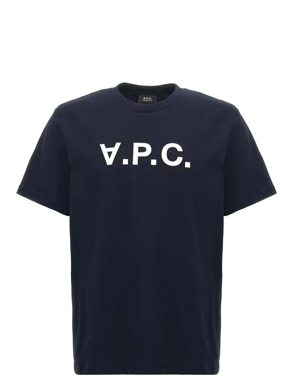 A.p.c. Vpc Cotton Crewneck T-shirt With Flocked Logo - Blue