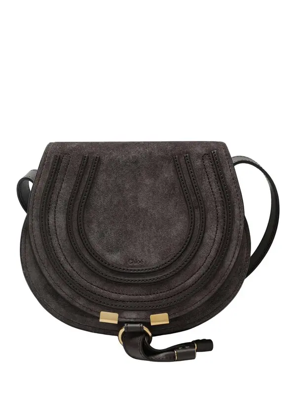 Chloé Marcie Saddle Bag In Suede - Brown