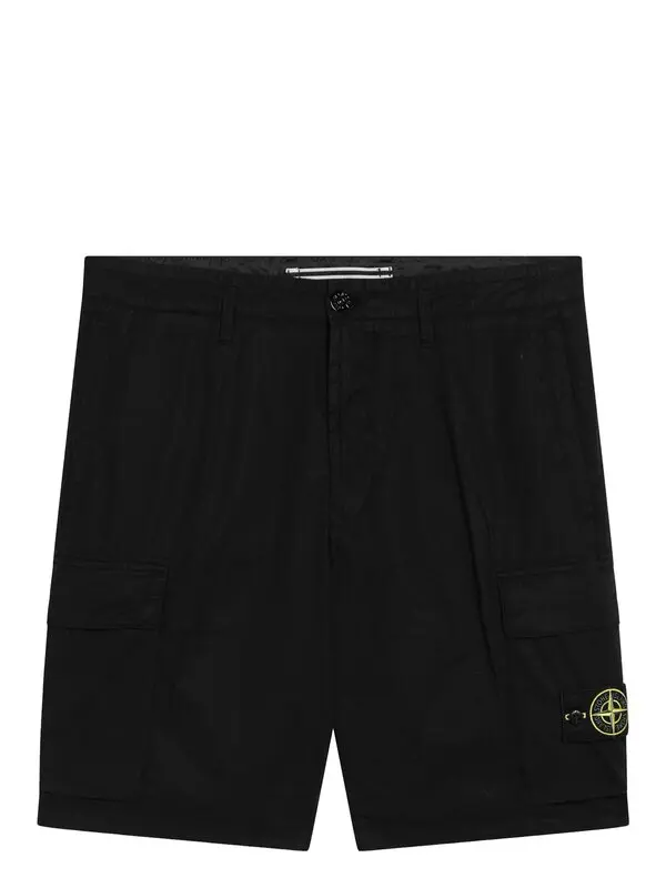 Stone Island Cotton Canvas Cargo Bermuda Shorts - Black