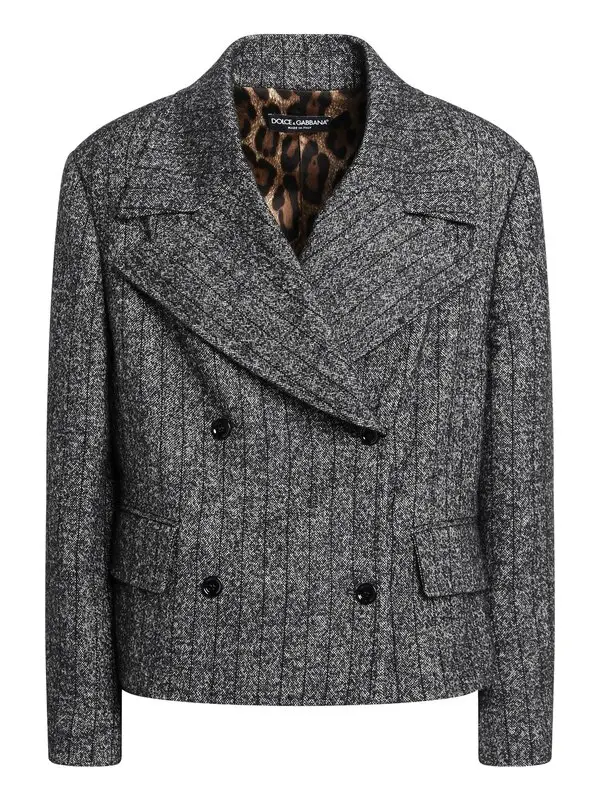 Dolce & Gabbana Dark Grey Striped Double-breasted Jacket - Gray