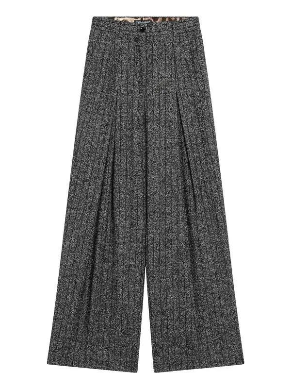Dolce & Gabbana Wide Leg Striped Trousers - Gray