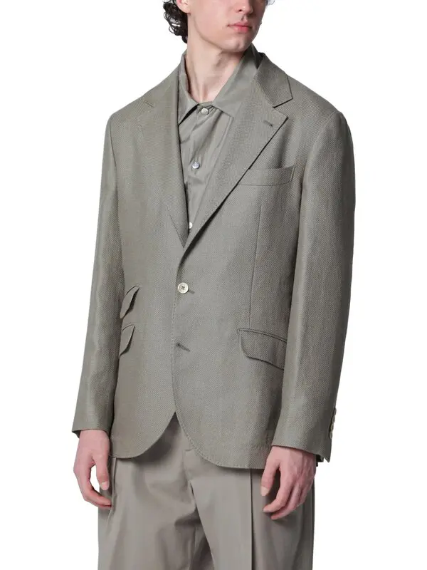 Brunello Cucinelli Deconstructed Cavallo Jacket In Silk Hopsack - Green