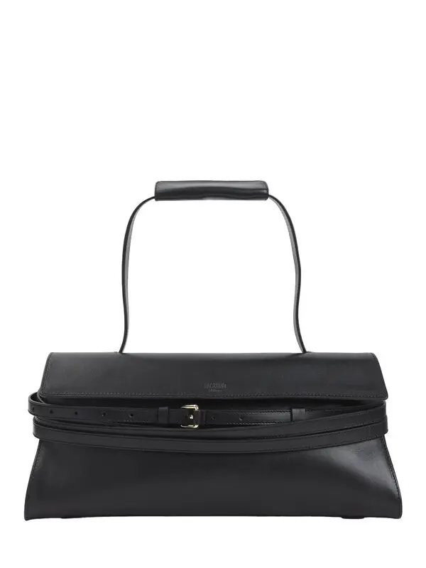 Moschino Nappa Leather Shoulder Bag - Black