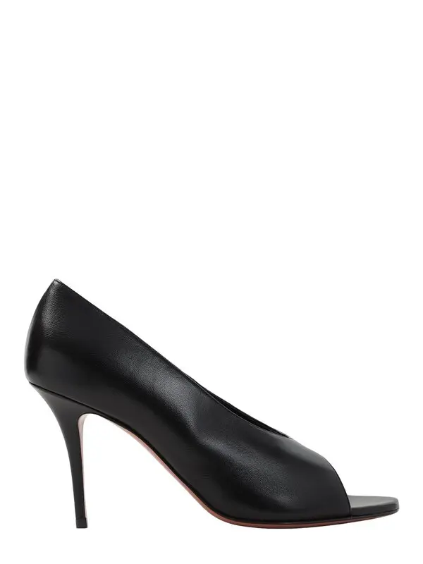 Amina Muaddi Julianne 90 Peep Toe Nappa Pumps - Black