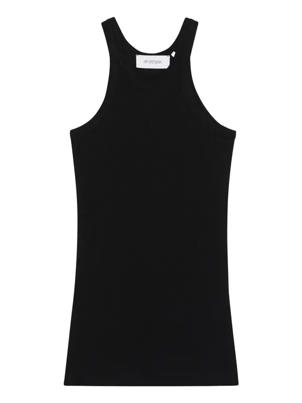Sportmax Ribbed Cotton And Silk Halterneck Tank Top - Black
