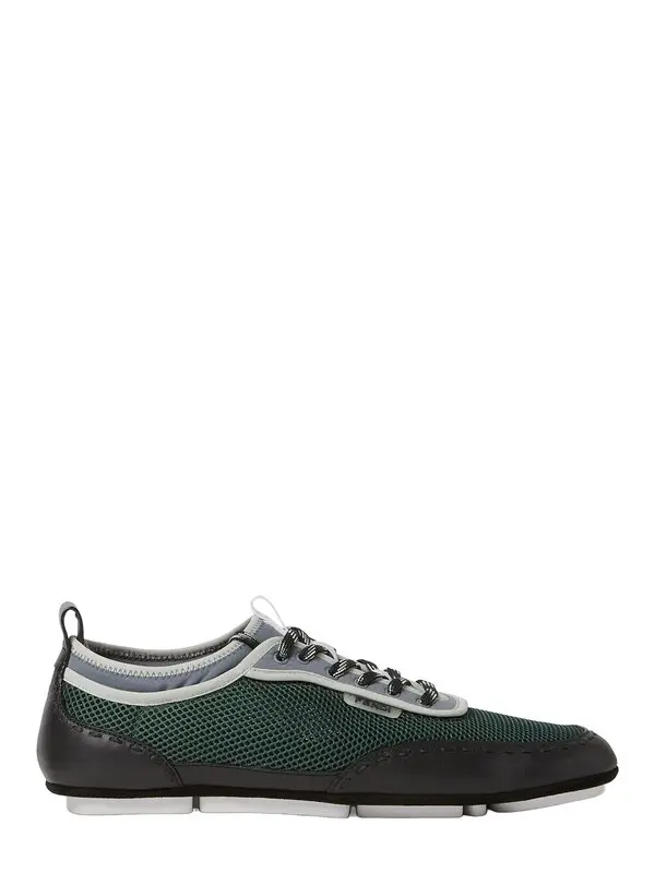 Fendi Mesh And Leather Low Top Sneakers - Black