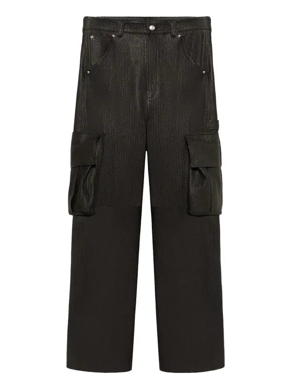 1989 STUDIO Intreccio Leather Cargo Pants - Brown