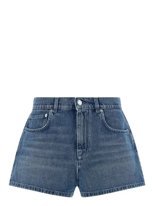 Moschino Heart Detail Denim Shorts - Blue