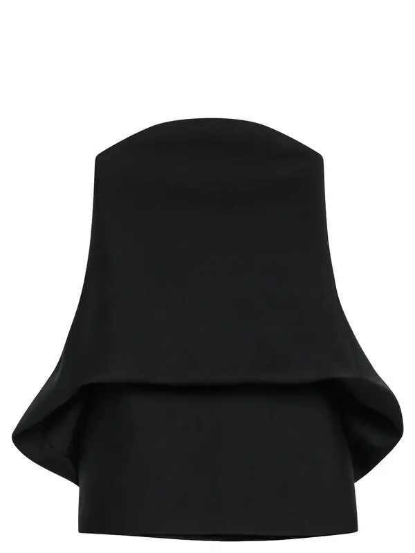 Balenciaga Mini Balloon Bustier Dress In Wool And Silk - Black