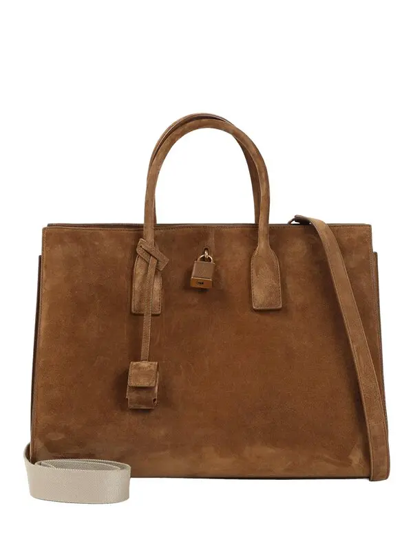 Saint Laurent Sac De Jour Suede Handbag - Brown