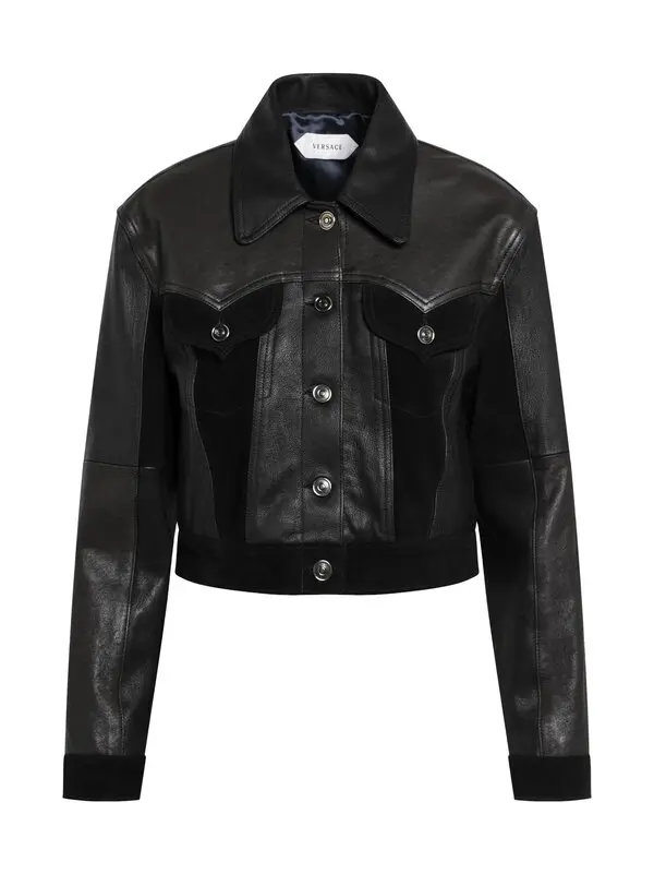 Versace Slim Leather Blouson - Black