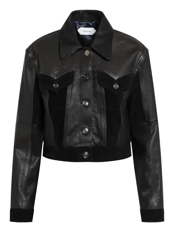Versace Slim Leather Blouson - Black