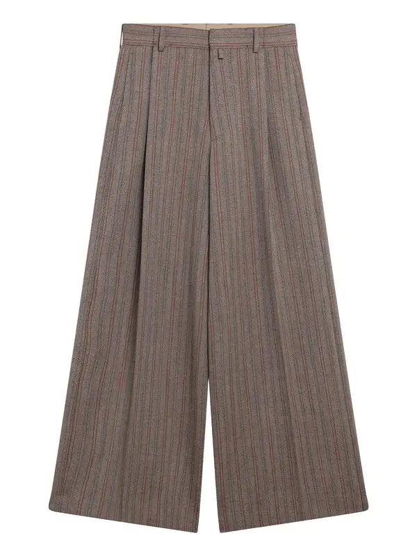 Dries Van Noten Wide-leg Pinstripe Wool Trousers - Silver