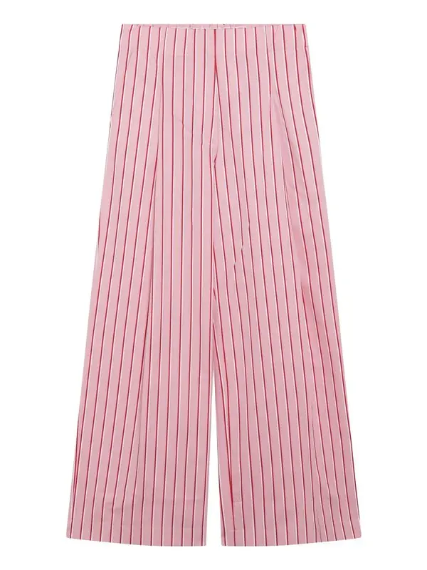 Dries Van Noten Wide Striped Cotton Trousers - Pink