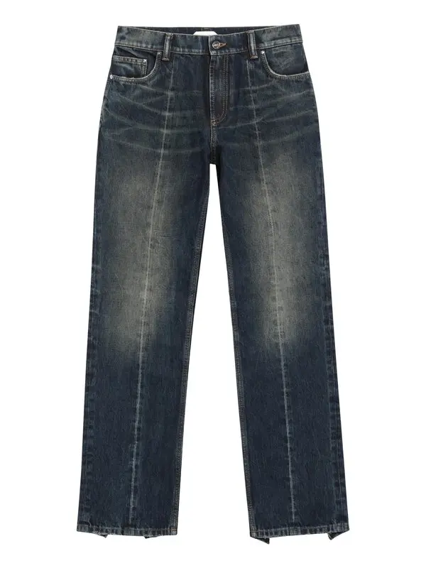 Versace Washed Regular-fit Cotton Jeans In Dark Denim - Blue