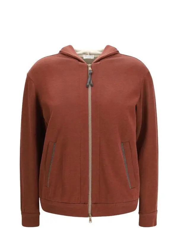 Brunello Cucinelli Hooded Zip-up Jacket - Brown